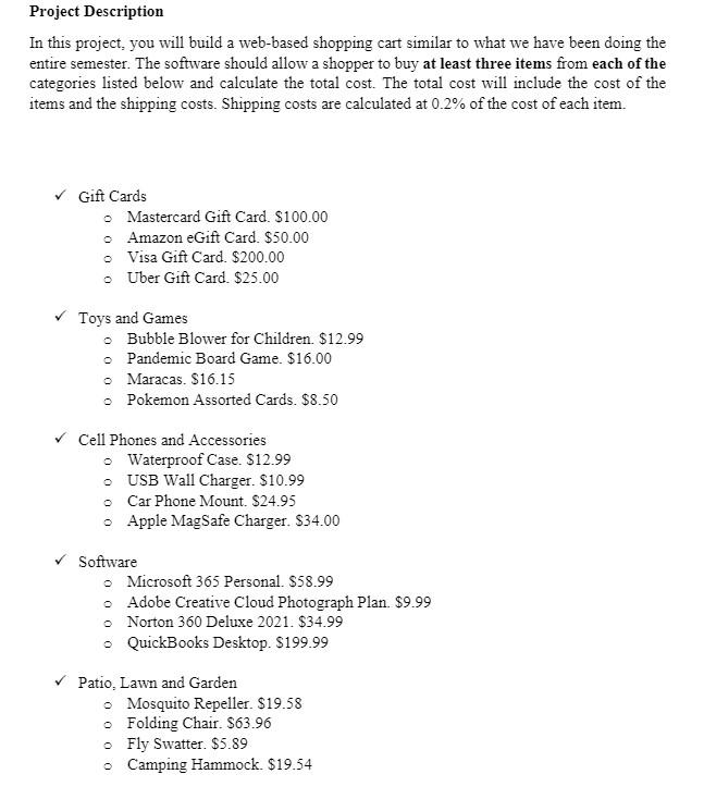 Solved Project Description In this project, you will build a | Chegg.com