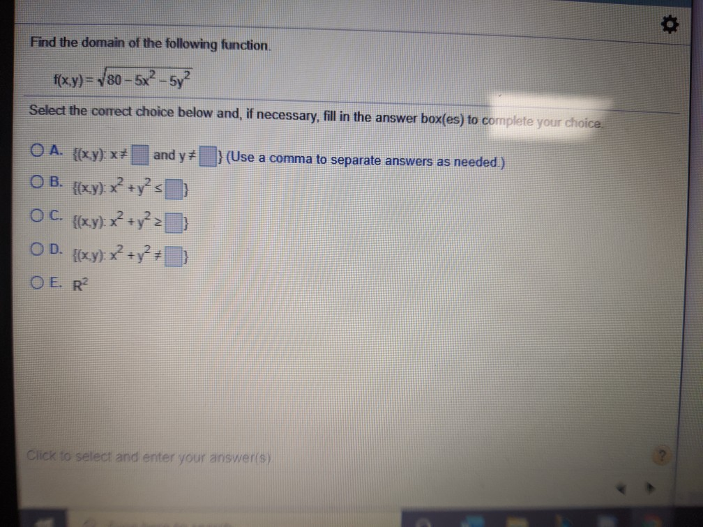 Solved Find the domain of the following function f(xy)= | Chegg.com