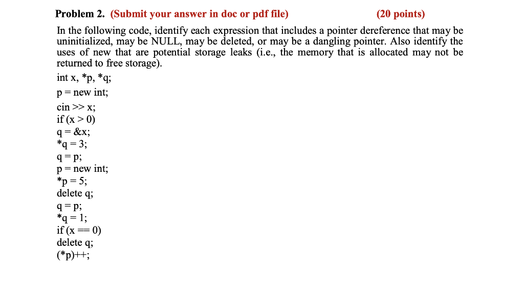 Solved Problem 2. (Submit your answer in doc or pdf file) | Chegg.com