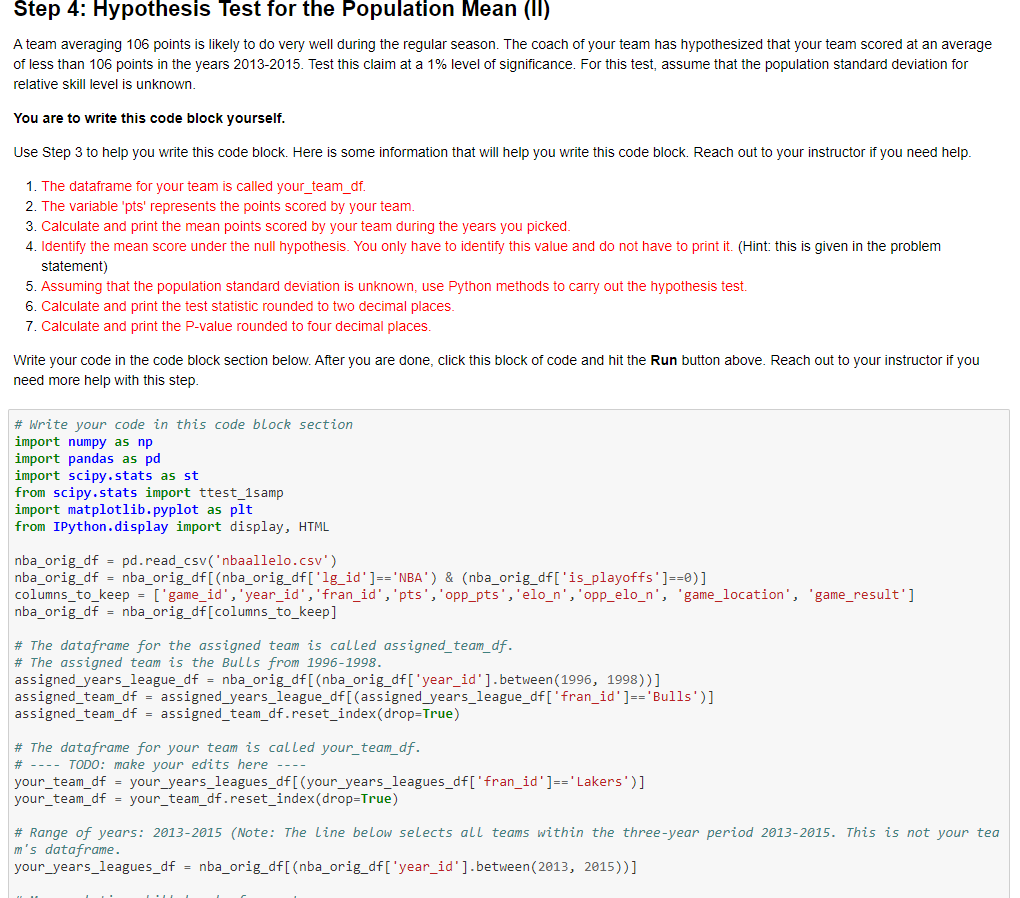 Solved \# Mean points of your team mean_pts_your_team = | Chegg.com