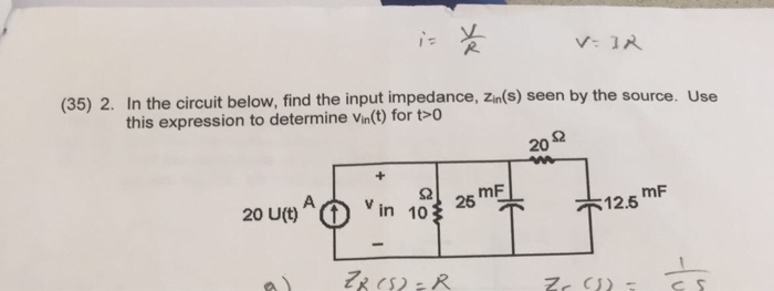 Solved In the circuit below, find the input impedance, | Chegg.com