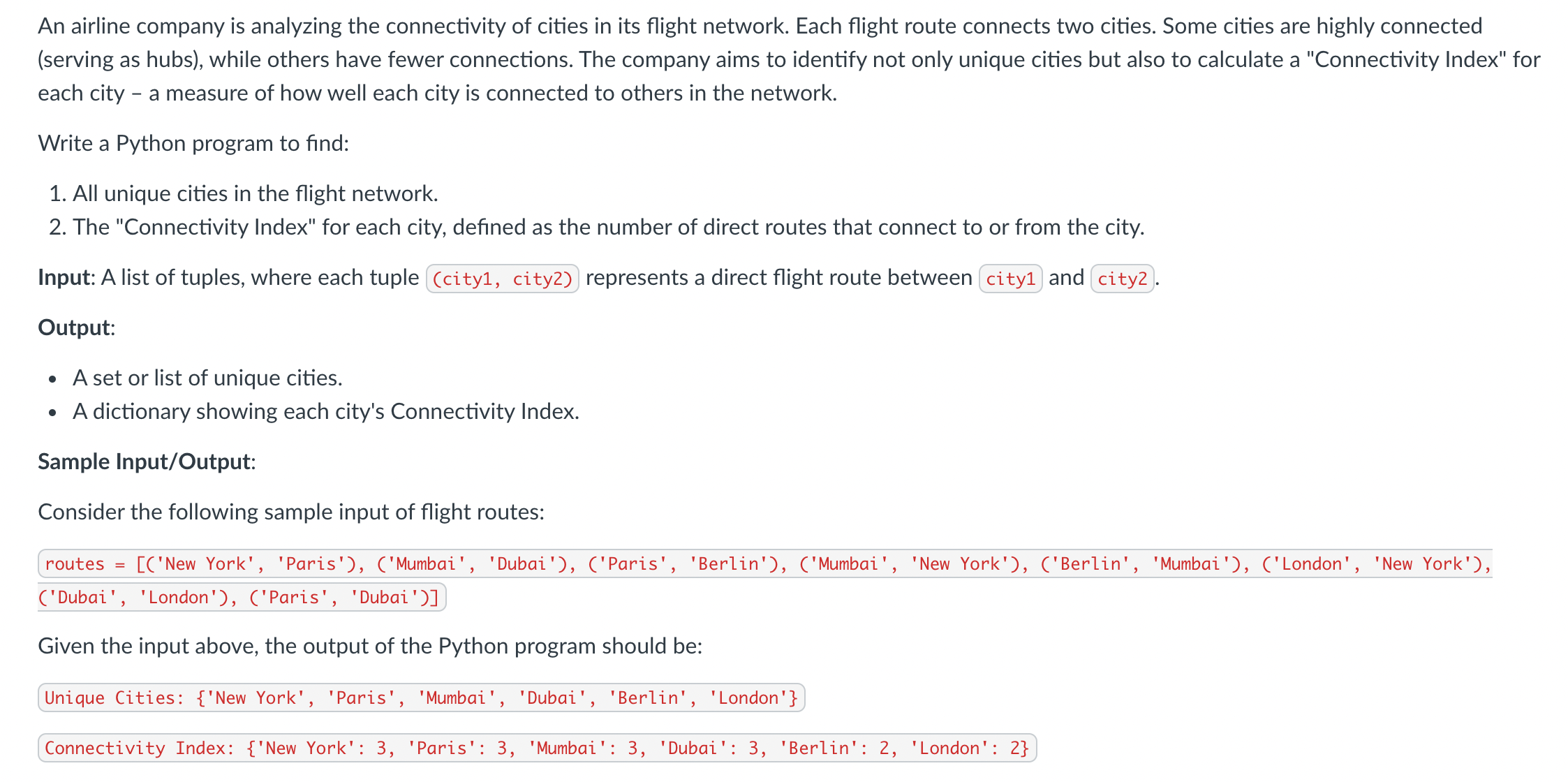 Solved An airline company is analyzing the connectivity of | Chegg.com