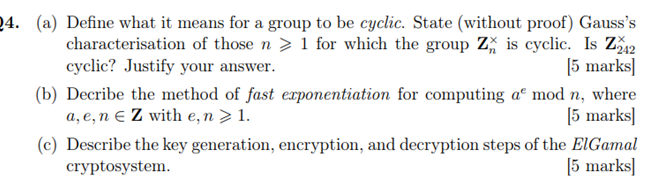 Solved (a) Define what it means for a group to be cyclic. | Chegg.com