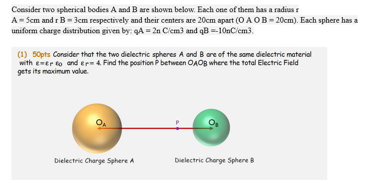 Solved Consider two spherical bodies A and B are shown | Chegg.com