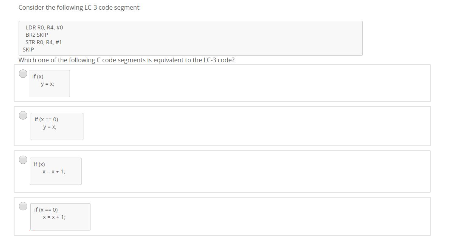 Solved Consider the following LC-3 code segment: LDR RO, R4, | Chegg.com
