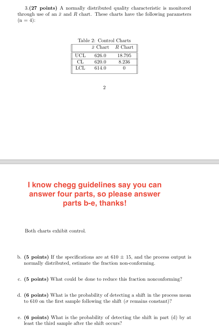 Solved 3.(27 points) A normally distributed quality | Chegg.com