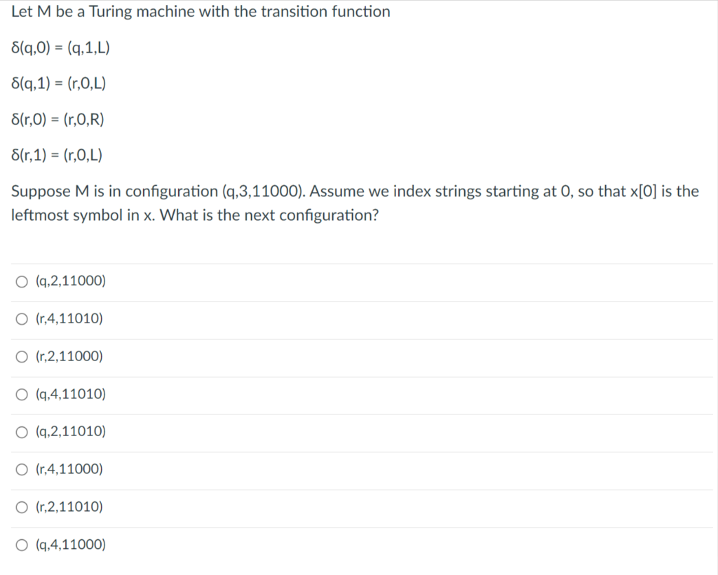 Solved Let M be a Turing machine with the transition | Chegg.com