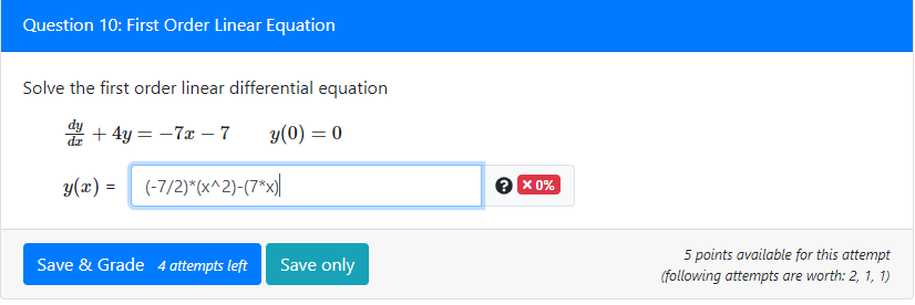 Solved Question 10: First Order Linear Equation Solve the | Chegg.com