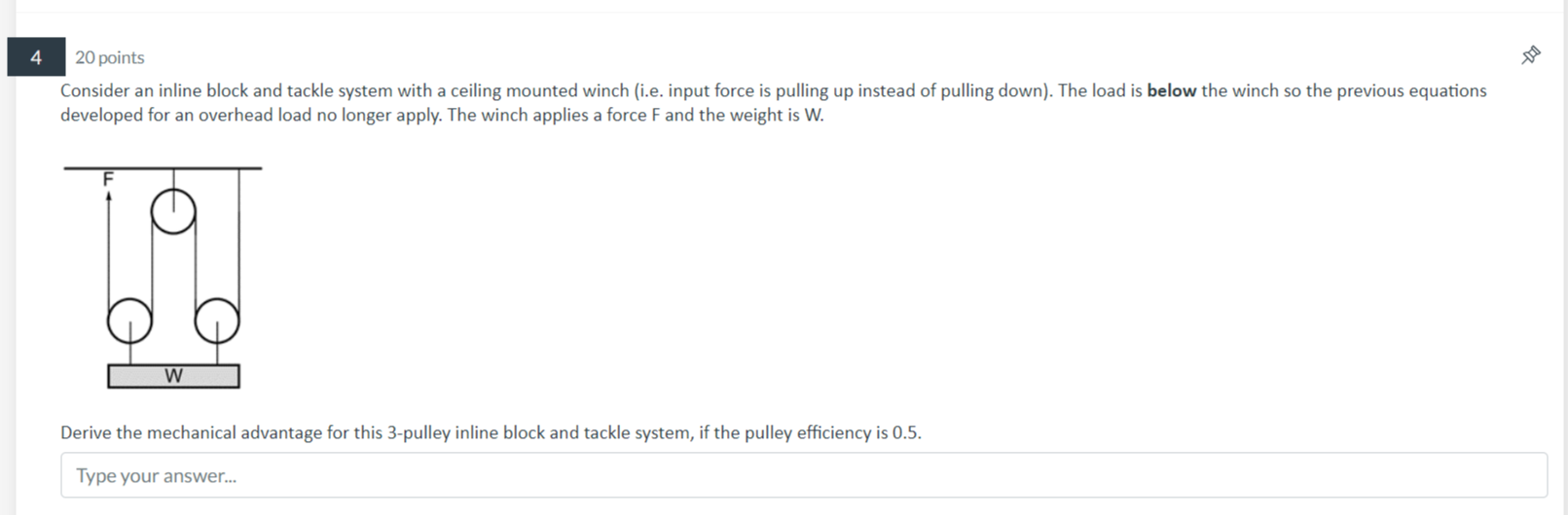 Solved Consider an inline block and tackle system with a | Chegg.com
