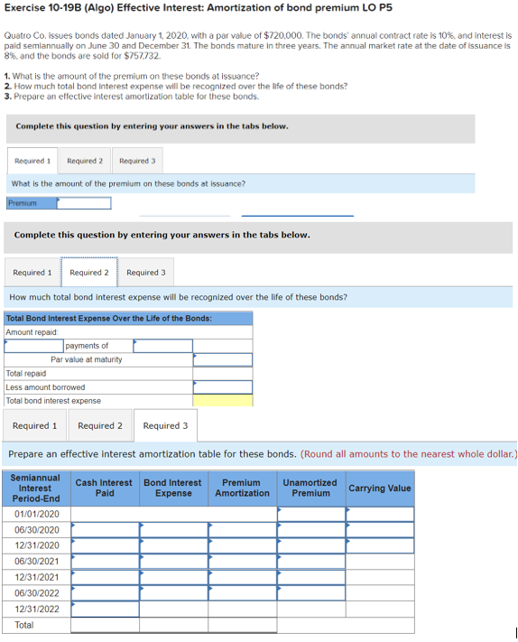 Solved Exercise 10-19B (Algo) Effective Interest: | Chegg.com