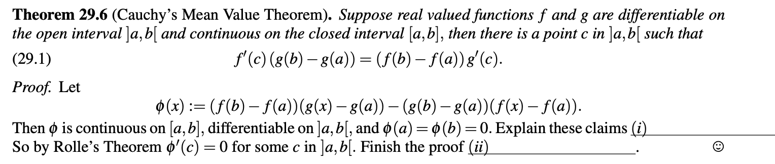 Solved Theorem 29 6 Cauchys Mean Value Theorem Suppose