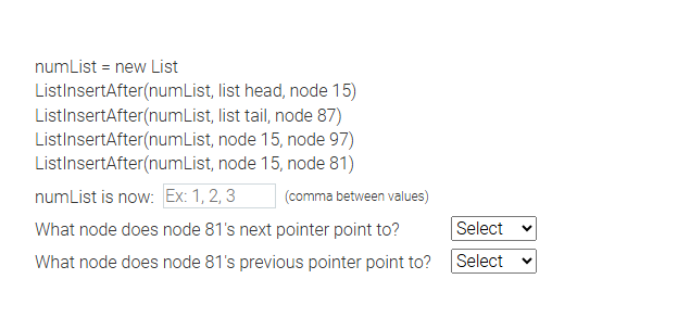 Solved numList \( = \) ﻿new ListListInsertAfter(numList, | Chegg.com