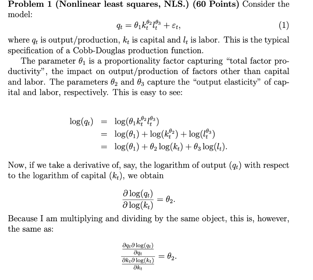 Problem 1 (Nonlinear least squares, NLS.) (60 Points) | Chegg.com