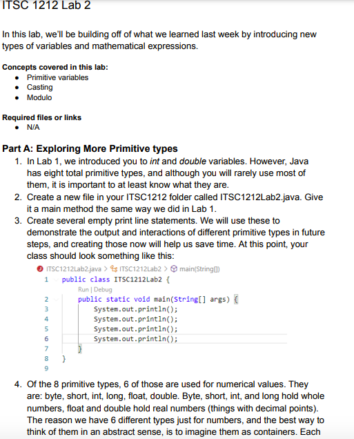 Solved ITSC 1212 Lab 2 In this lab, we'll be building off of | Chegg.com