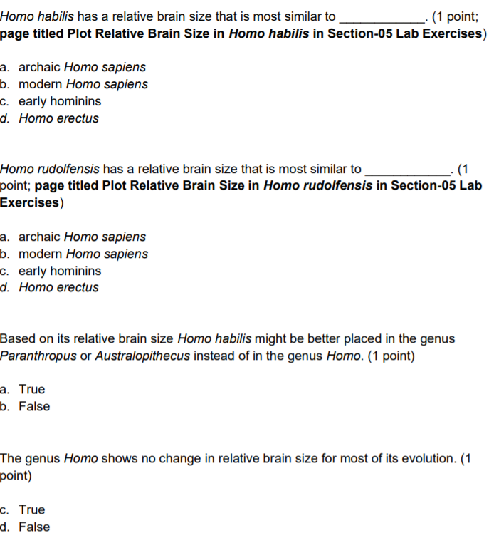 Solved Use femoral shaft robusticity to rank early Homo, | Chegg.com