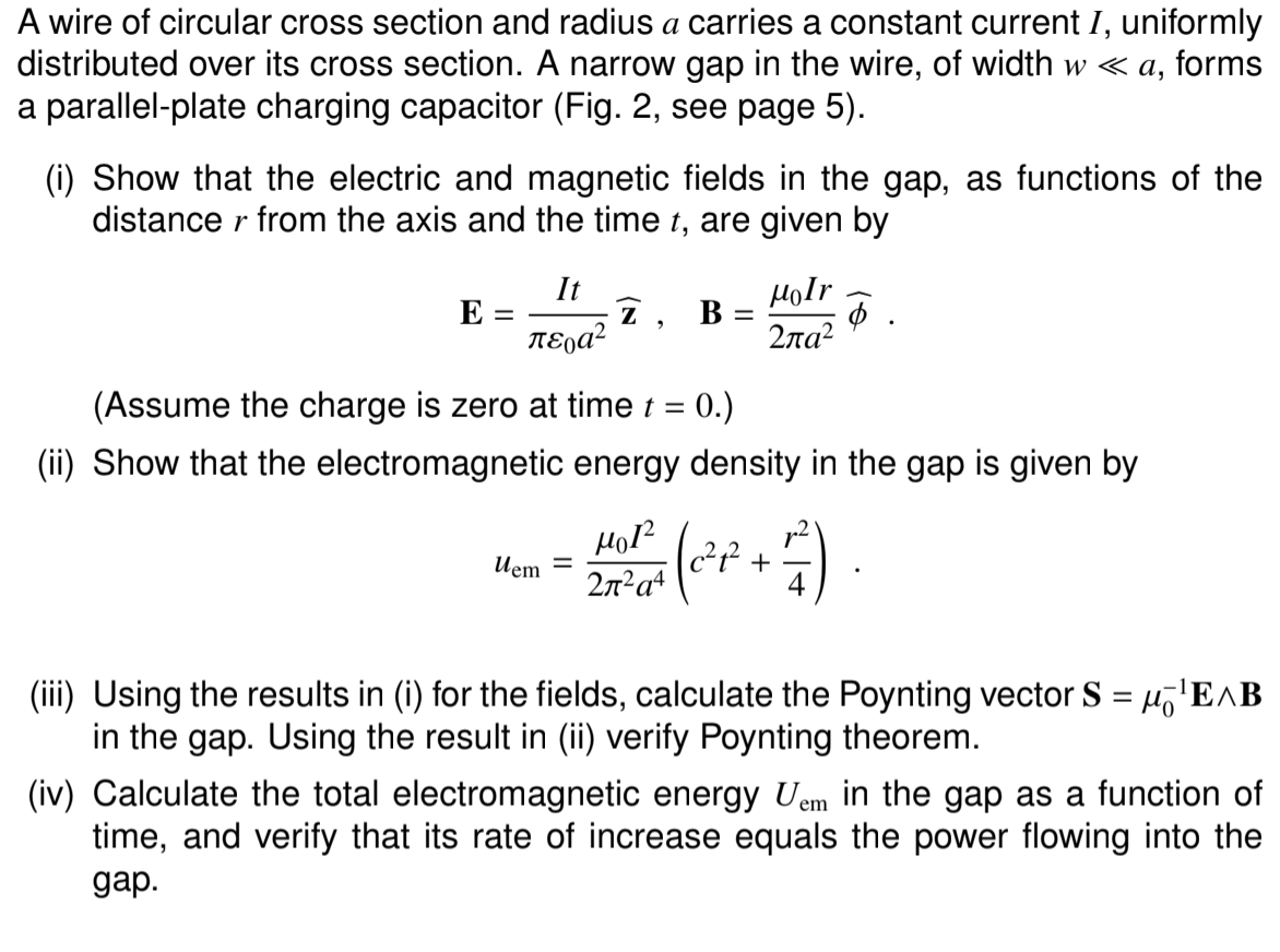 Solved A wire of circular cross section and radius a carries | Chegg.com