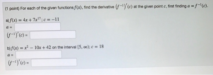 Solved (1 point) For each of the given functionsf(x), find | Chegg.com
