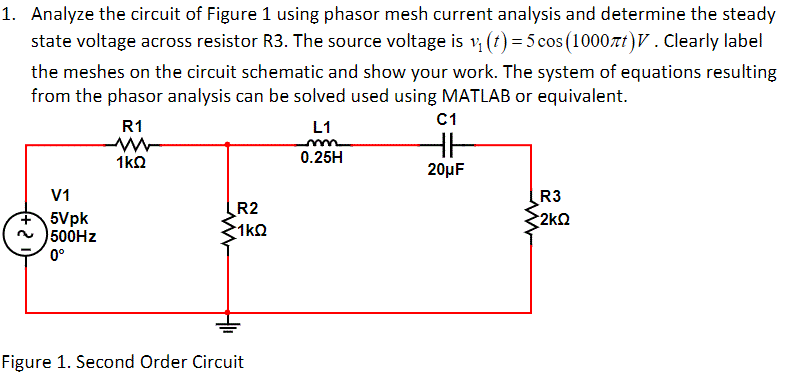 Solved 1. Analyze the circuit of Figure 1 using phasor mesh | Chegg.com