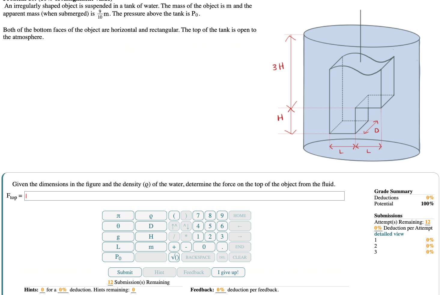 Solved An ﻿irregularly shaped object is ﻿suspended in ﻿a | Chegg.com