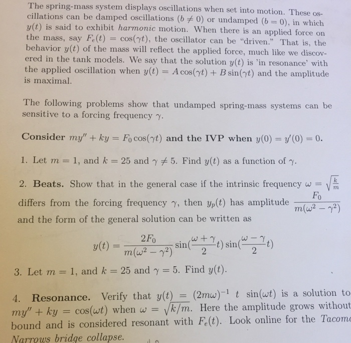 Solved The spring-mass system displays oscillations wh | Chegg.com