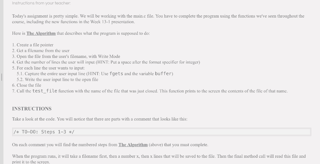 Solved Instructions from your teacher: Today's assignment is | Chegg.com