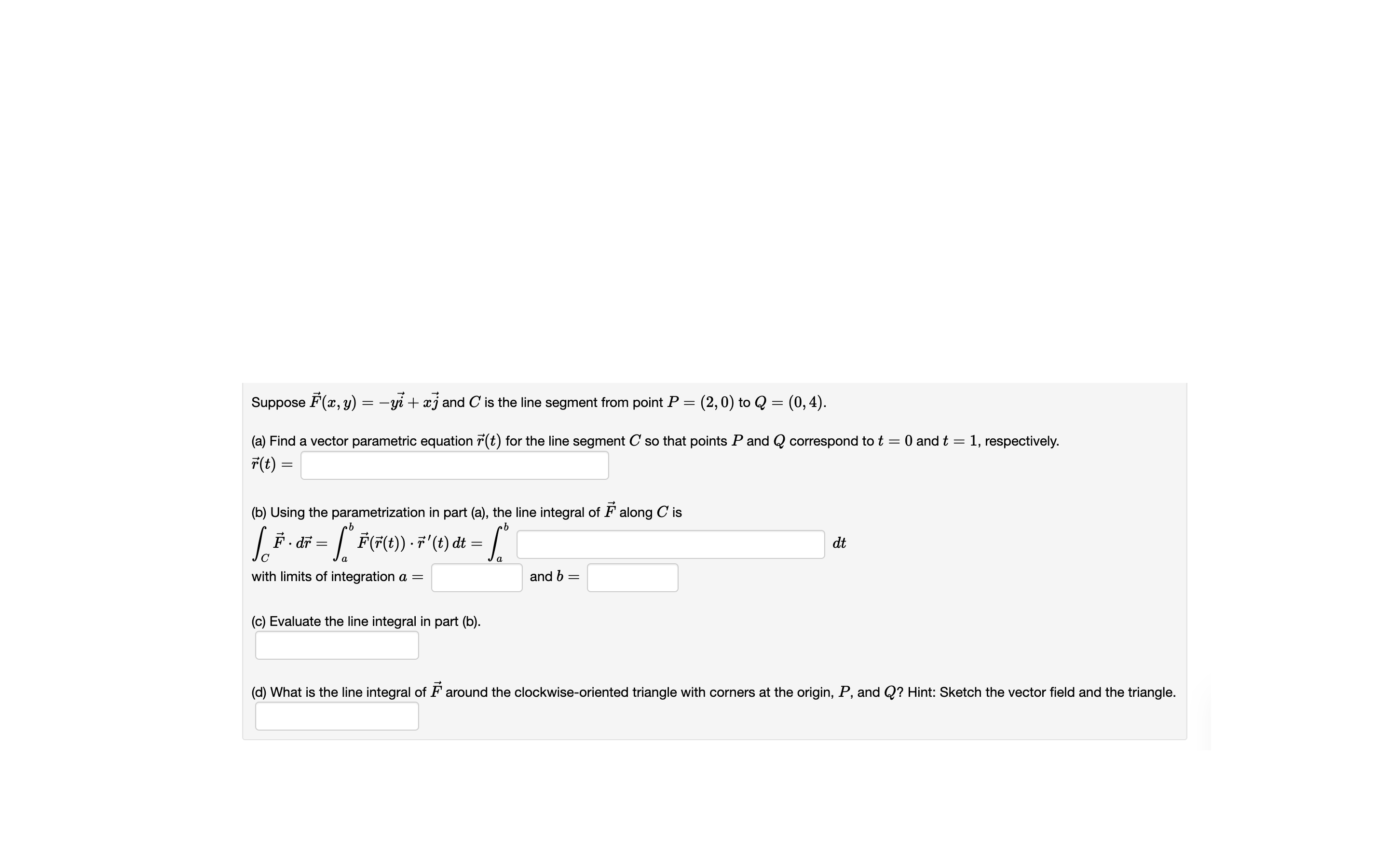 Solved Suppose F(x,y)=−yi+xj and C is the line segment from | Chegg.com