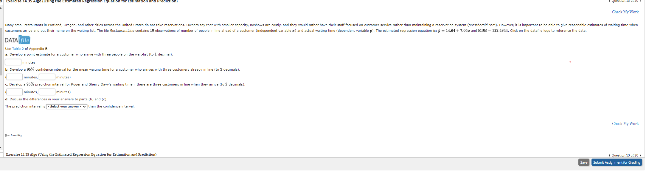 Solved s Exercise 14.35 Algo (Using the Estimated Regression | Chegg.com