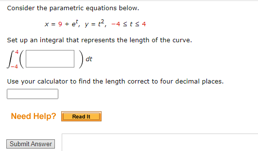 Solved Consider the parametric equations below. | Chegg.com