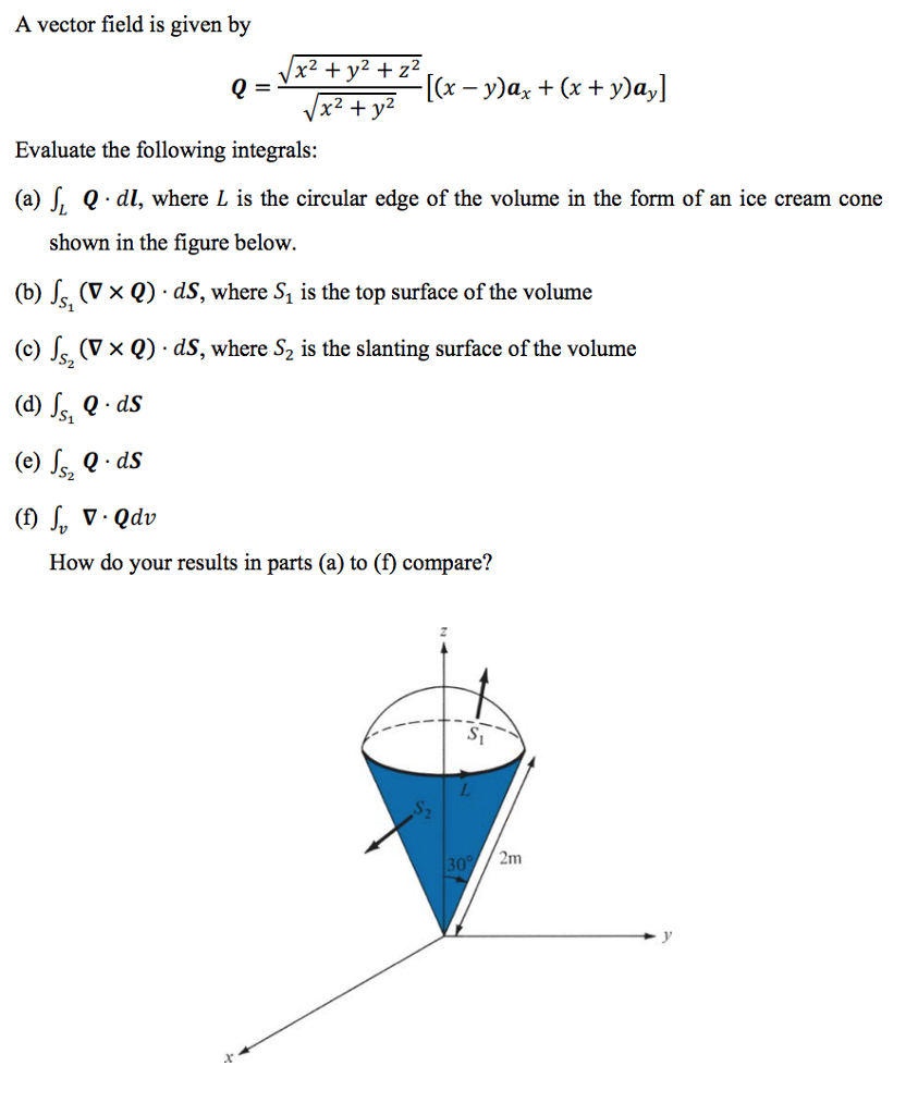 Solved A vector field is given by x2 + y2 + z2 Evaluate the | Chegg.com