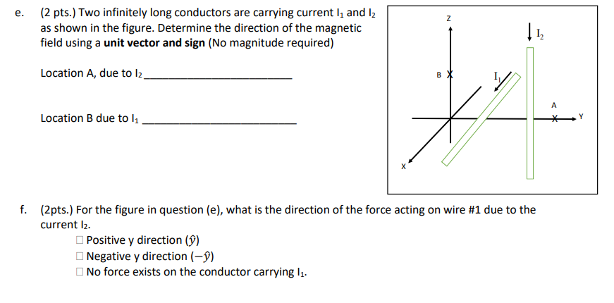 Solved e. Z (2 pts.) Two infinitely long conductors are | Chegg.com
