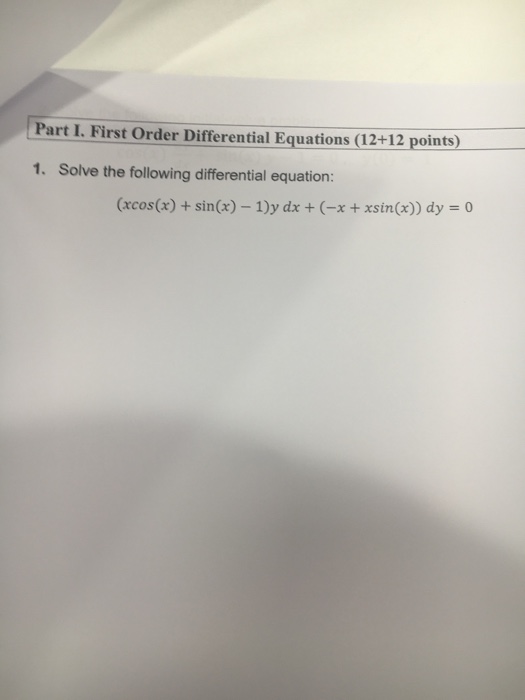 Solved Solve the following differential equation: (xcos(x) | Chegg.com