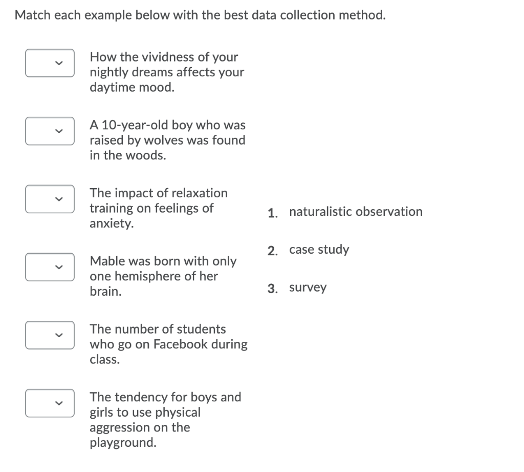 Solved Match each example below with the best data | Chegg.com