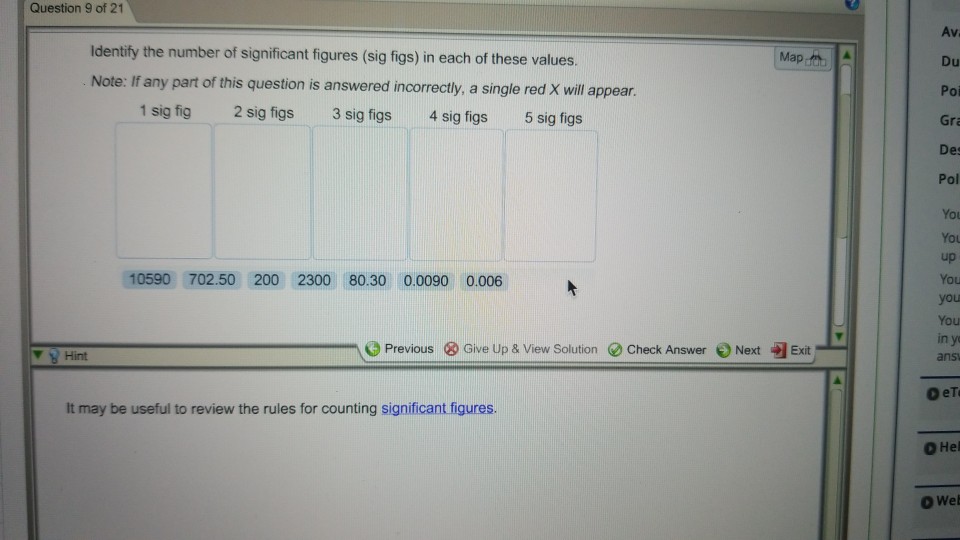 Solved Question 9 of 21 Identify the number of significant | Chegg.com