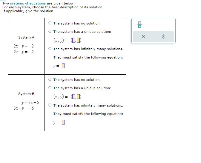 Solved Two systems of equations are given below.For each | Chegg.com