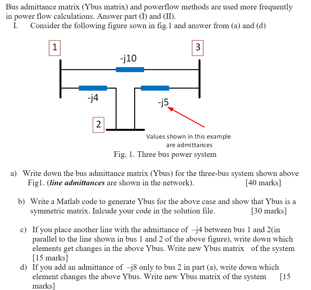 Solved Bus admittance matrix (Ybus matrix) and powerflow | Chegg.com