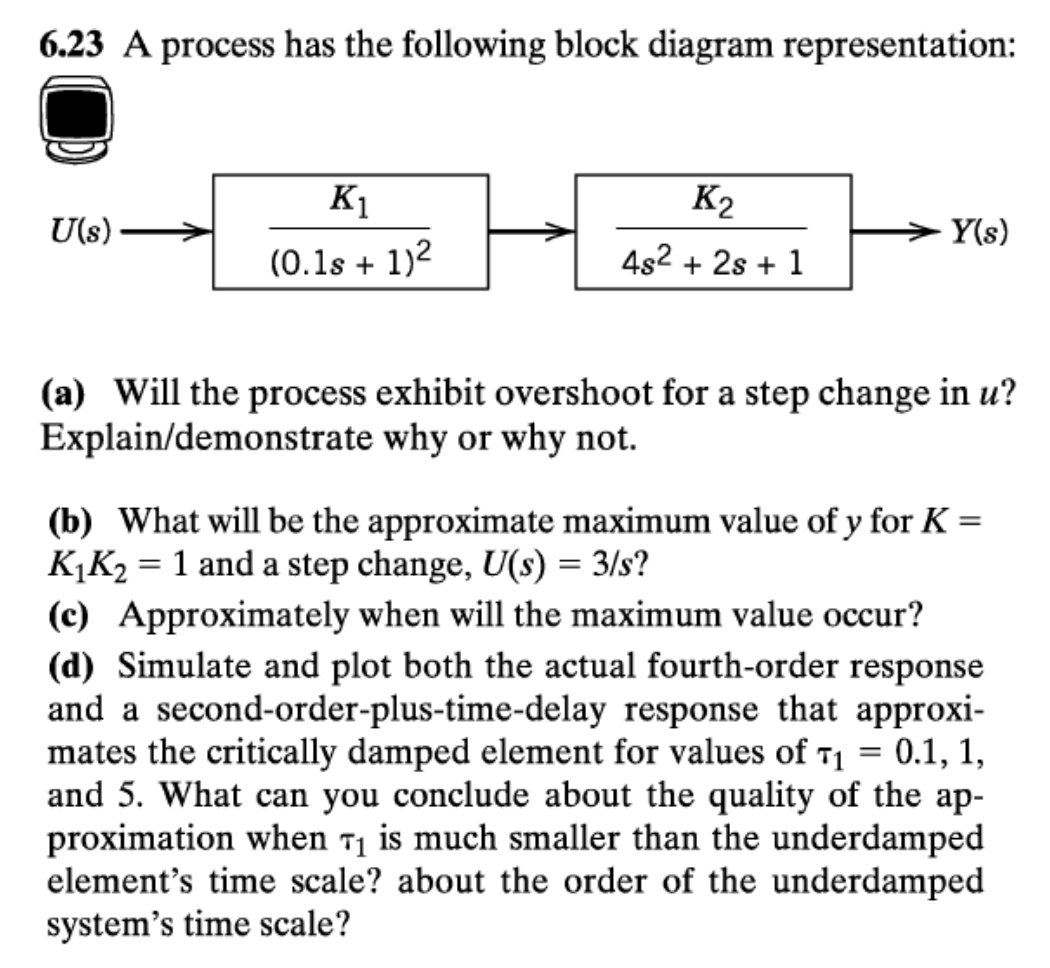 Solved 6.23 A process has the following block diagram | Chegg.com