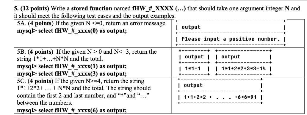 Solved 5. (12 points) Write a stored function named | Chegg.com