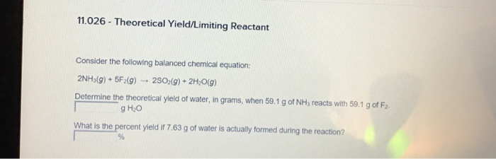 Solved 1.026- Theoretical Yield/Limiting Reactant Consider | Chegg.com