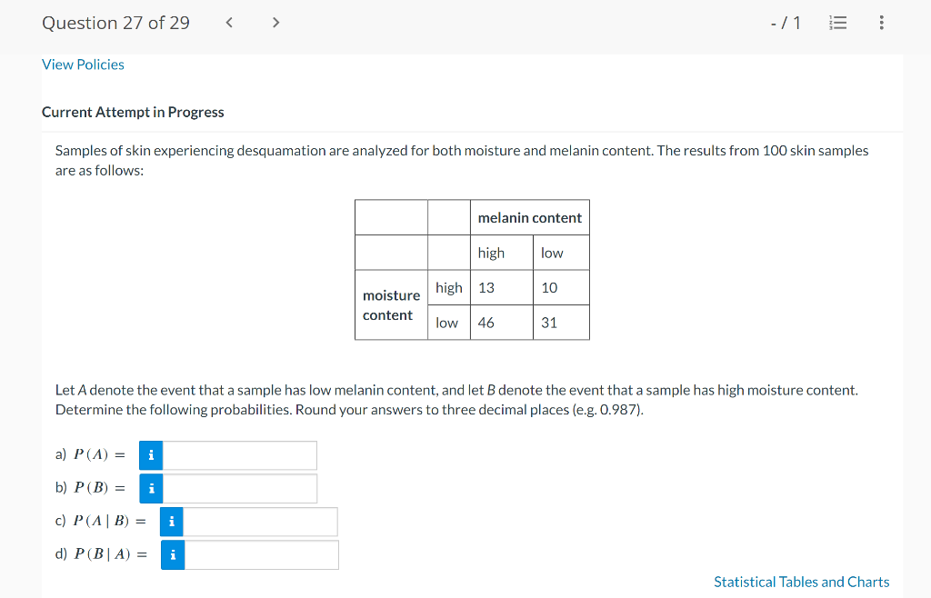 Solved Current Attempt in Progress Samples of skin | Chegg.com