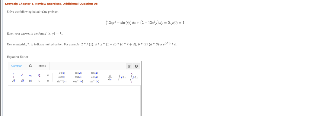 Solved Kreyszig Chapter 1, Review Exercises, Additional | Chegg.com