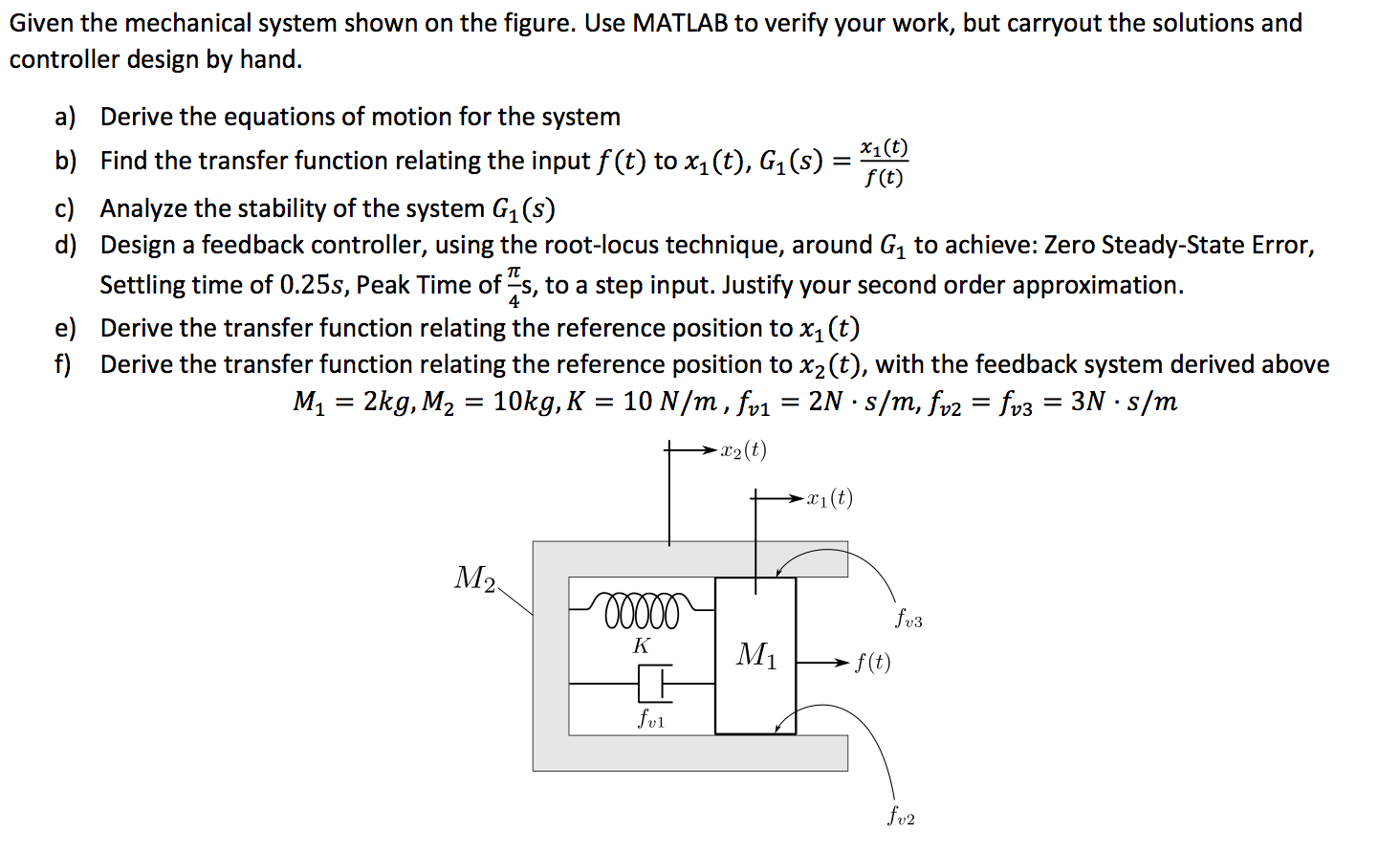 Given the mechanical system shown on the figure. Use | Chegg.com