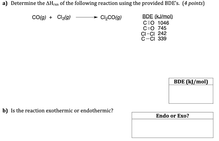 Solved A Determine The Ahrxn Of The Following Reaction