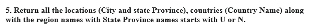 Solved 5. Return all the locations (City and state | Chegg.com