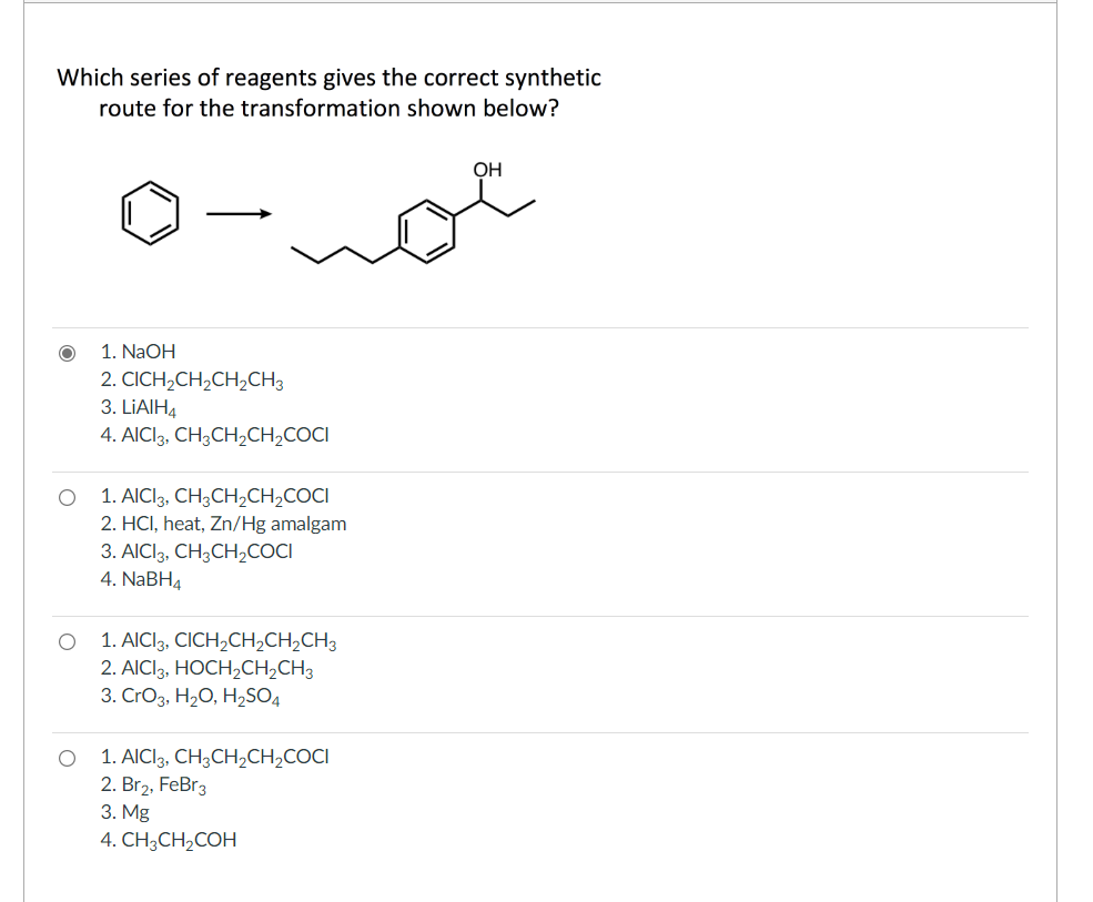 Solved Which series of reagents gives the correct synthetic | Chegg.com