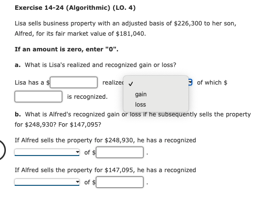 Solved Exercise 14-24 (Algorithmic) (LO.4) Lisa sells | Chegg.com