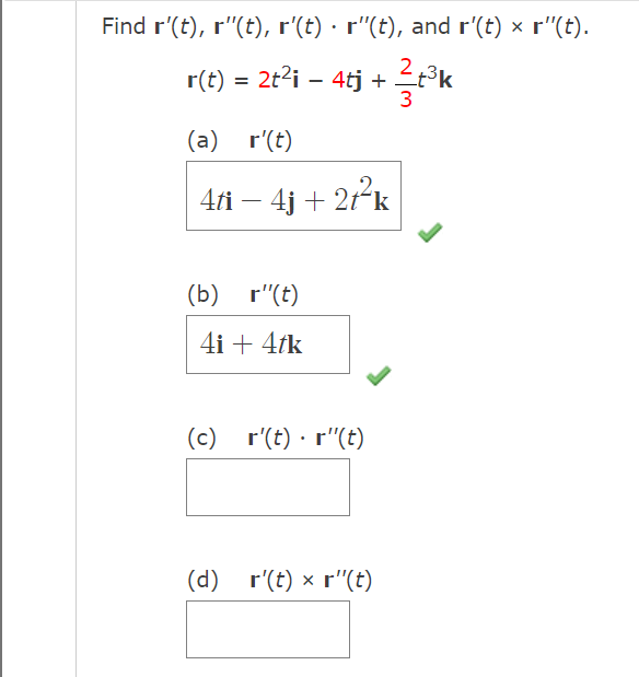 Solved Find r′(t),r′′(t),r′(t)⋅r′′(t), and r′(t)×r′′(t) | Chegg.com