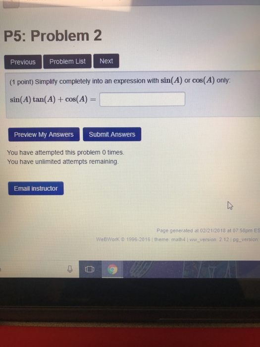 Solved P5: Problem 2 Previous Problem List Next (1 point) | Chegg.com