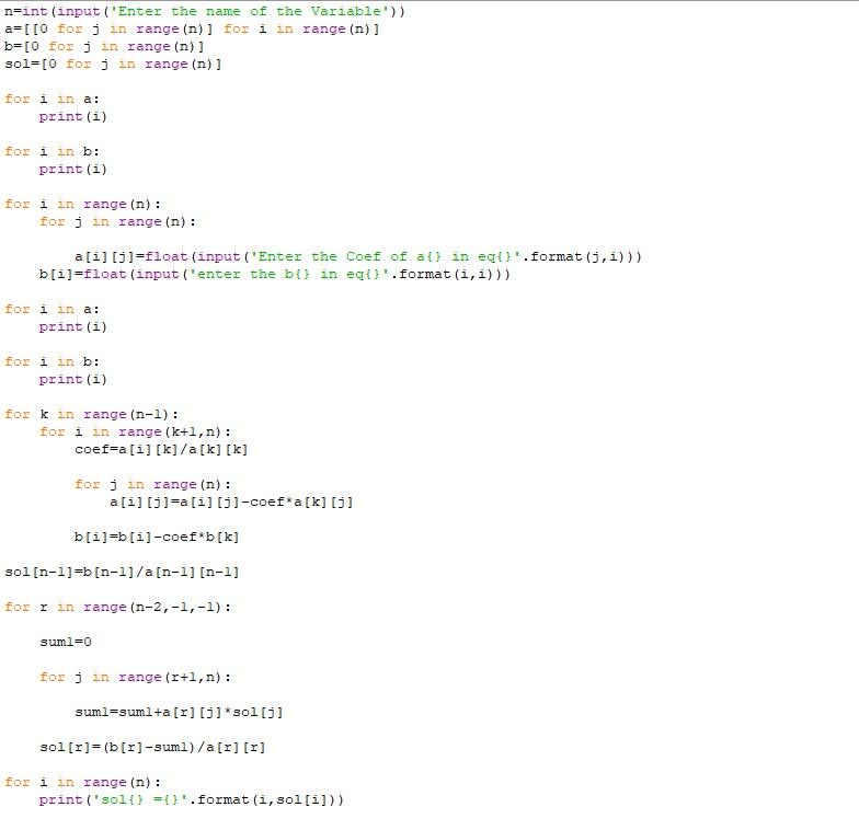 Transform this code from gaussian elimination into | Chegg.com