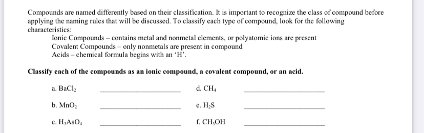 Solved Compounds are named differently based on their | Chegg.com
