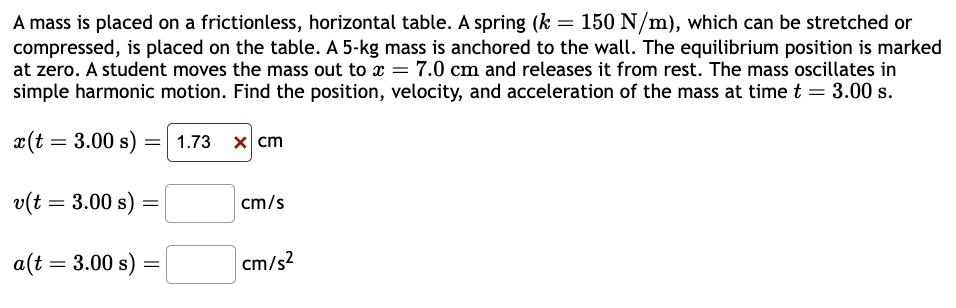 Solved A mass is placed on a frictionless, horizontal table. | Chegg.com